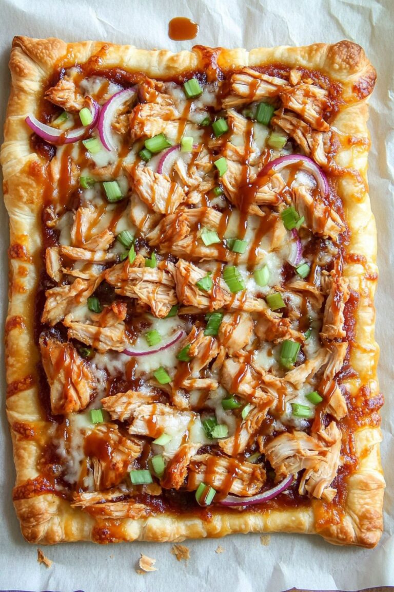 Puff Pastry BBQ Chicken Pizza - Pastry Recipes